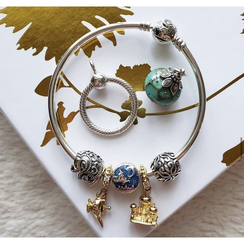 Size 19 New Pandora Disney Aladdin & Princess Jasmine Bangle size แท้ ...