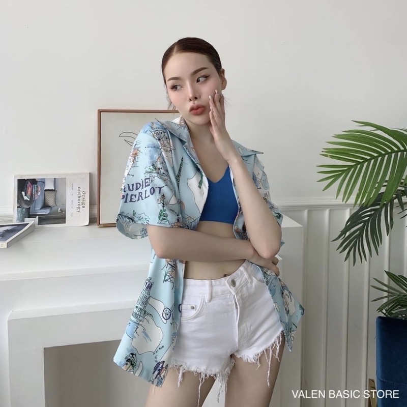 เสื้อเชิ้ตแขนสั้นพิมพ์ลาย Paris by VALEN BASIC STORE - linliw.kloset - ThaiPick