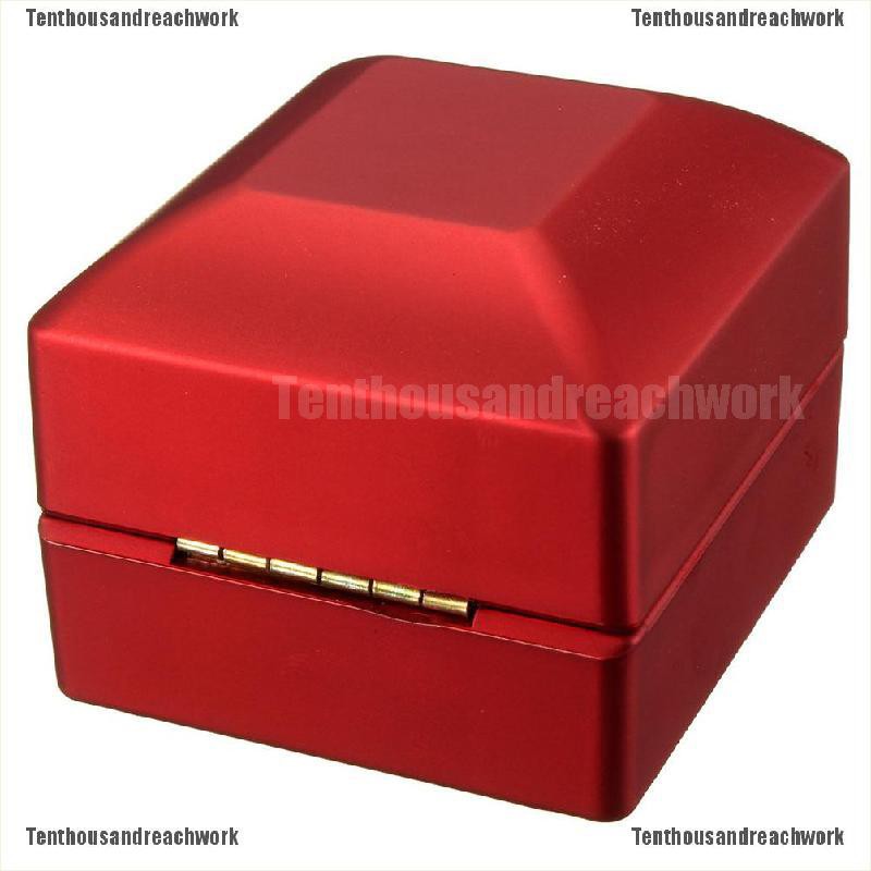 MillionRW Cherry Polish Diamond Jewelry Ring Box with LED Light ...