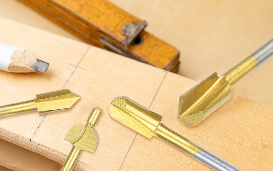 (Ready Stock)NINDEJIN 10pcs HSS Router Bits Wood Cutter Milling Fits ...