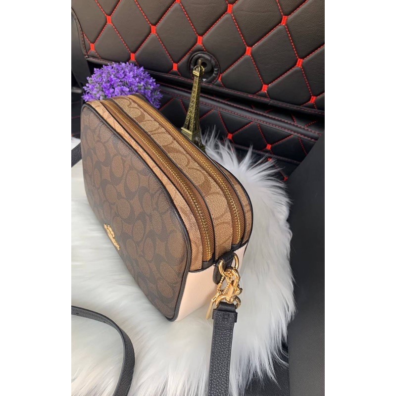 (ผ่อน0%) กระเป๋าสะพายข้าง กระเป๋าสะพายข้าง COACH C1767 JES CROSSBODY IN BLOCKED SIGNATURE CANVAS ...