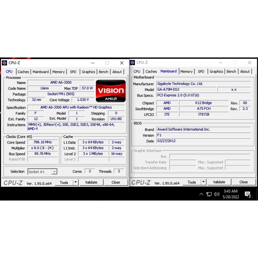 ขายชุด เมนบอร์ดAMD FM1 CPU A6 2.1GHz ( RAM DDR3 ) เทสลงวินโดว์ผ่าน ใช้ ...