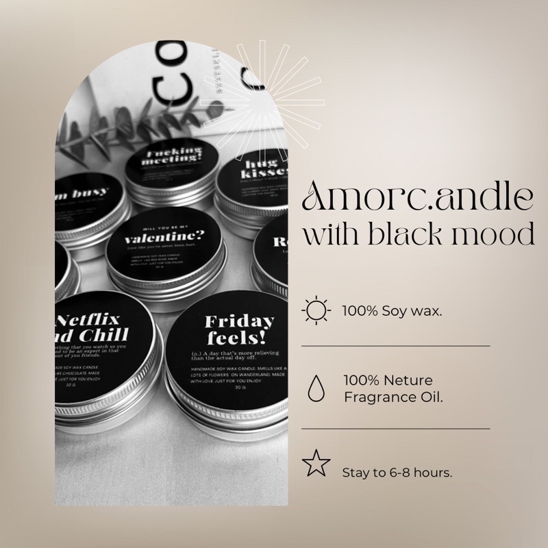 เทียนหอม soy wax 100 Amor candle with black mood - amorc.andle - ThaiPick