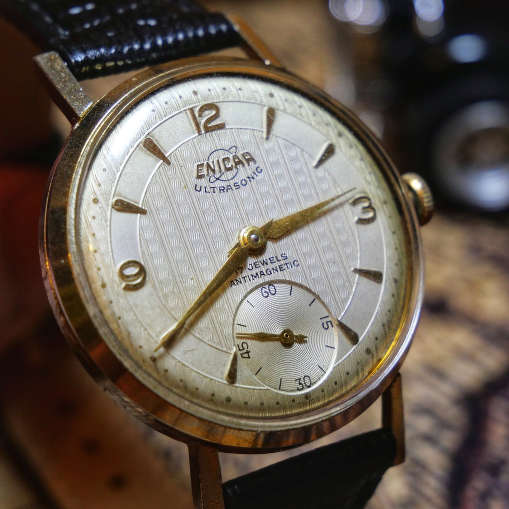 Vintage swiss made Enicar Ultrasonic GP gold plated 36mm Special dial ...