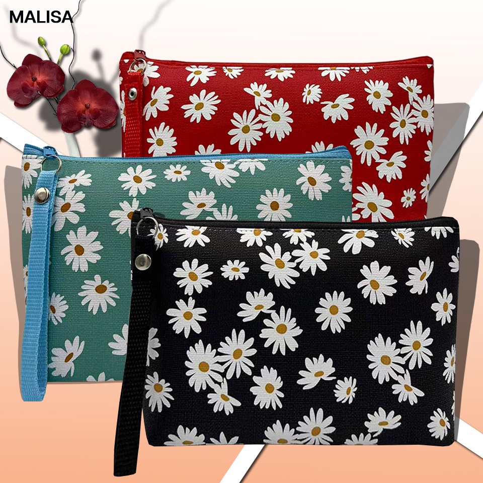 MALISA งานแท้ กระเป๋าสตางค์ คล้องแขน ลายดอกไม้ ขนาดกลาง งานหนังPUเกรดดี ...