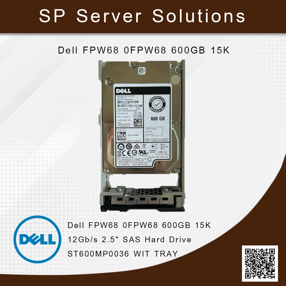 Dell FPW68 0FPW68 600GB 15K 12Gb/s 2.5" SAS Hard Drive ST600MP0036 WIT ...