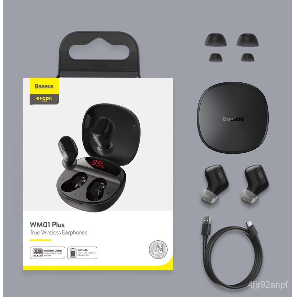 Baseus WM01 Plus True Wireless Earphones TWS Bluetooth 5.0 with LED ...