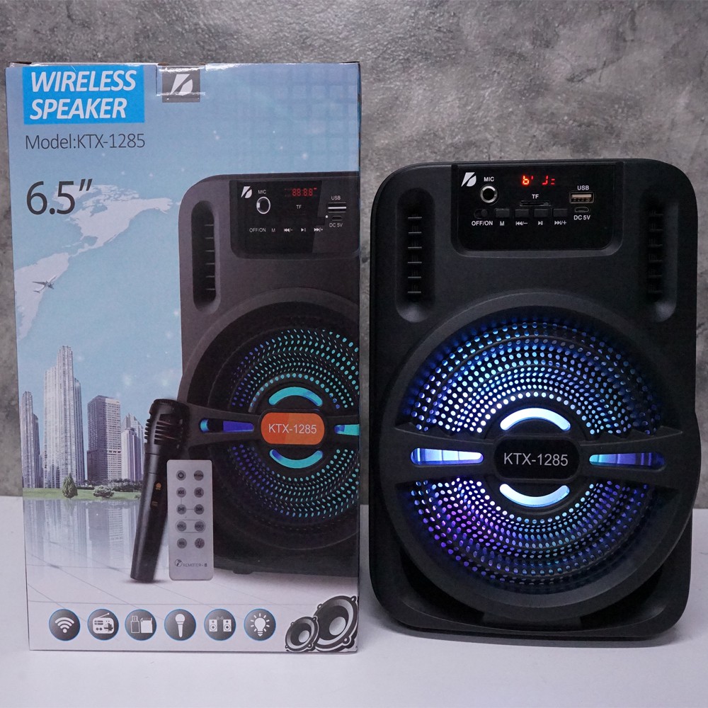 ลำโพงบลูทูธ KTX-1285 ดอกลำโพง6.5นิ้ว 20วัตจ์ แบตทน เสียงดี เบสแน่น ฟังวิทยุได้ แถมฟรี ไมโครโฟน ...
