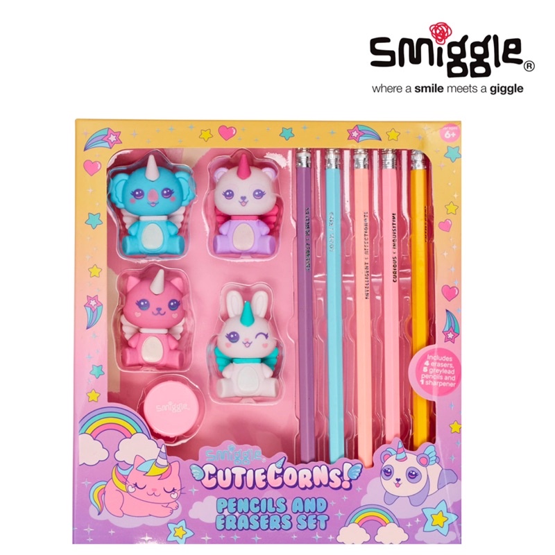 smiggle สมิกเกอร์ pencil writing set เซ็ทดินสอไม้ ยางลบ จ่ายปลายทางได้ ...
