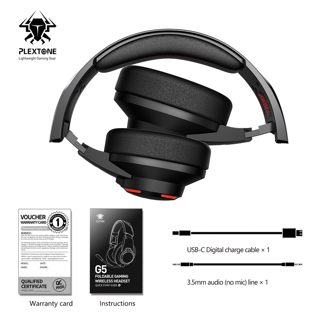 Plextone G5 หูฟัง หูฟังเล่นเกม แบบพับได้พร้อมไมโครโฟนตัดเสียงรบกวน หูฟังครอบหัว หูฟังบูลทูธ ...