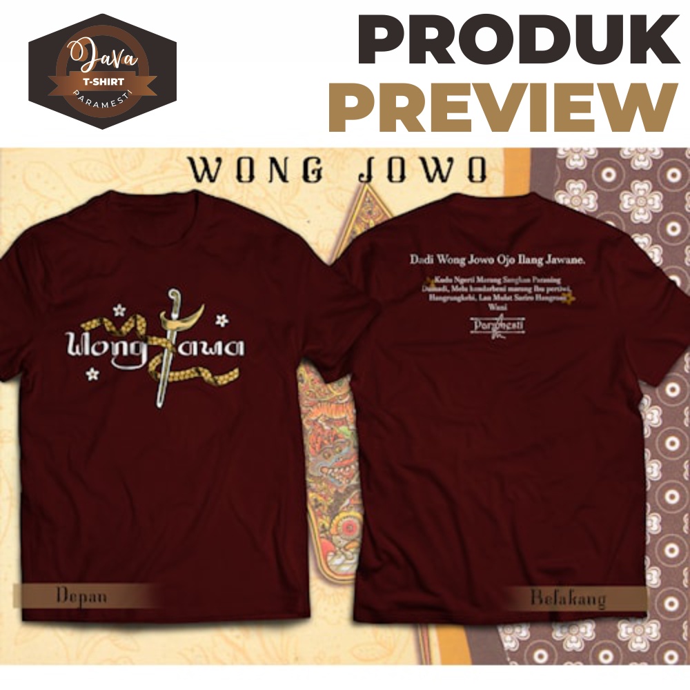 เสื้อยืดแขนสั้น พิมพ์ลาย Javanese Wong Jowo Java Paramesti สําหรับ ...