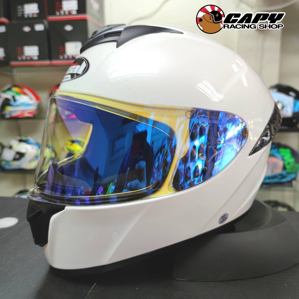 (FE76KH ลด 150 บาท) หมวกกันน็อค หมวกเต็มใบ สีพื้น Real Helmets รุ่น THUNDER ชิลด์ปรอท กันแดด แถม ...