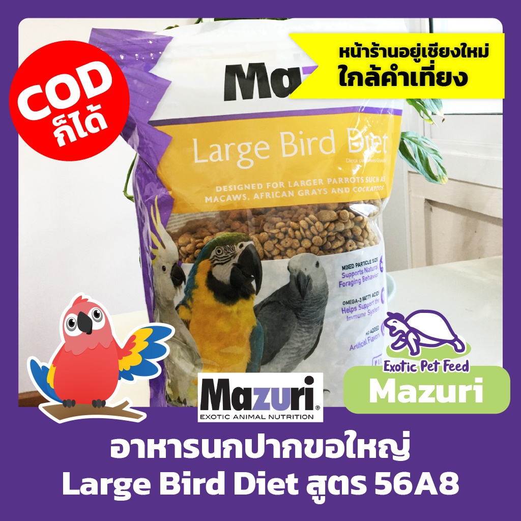 อาหารนกแก้ว นกปากขอใหญ่ นกแก้ว Large Bird Diet MAZURI มาซูริ สูตร 56A8 ...