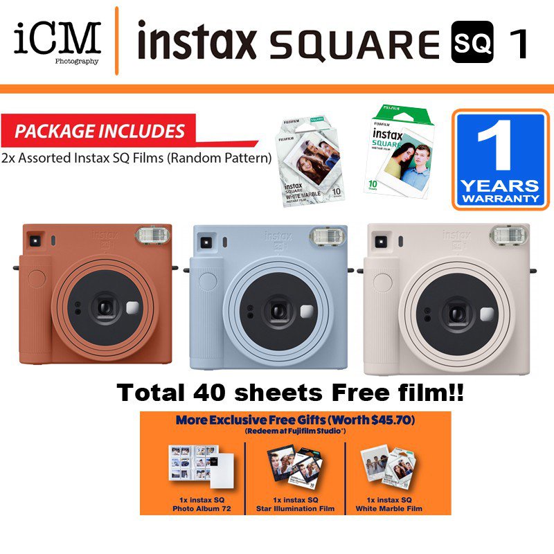 Fujifilm Instax Square SQ1 Kit - Freebies : Instax SQ Album, Instax SQ ...