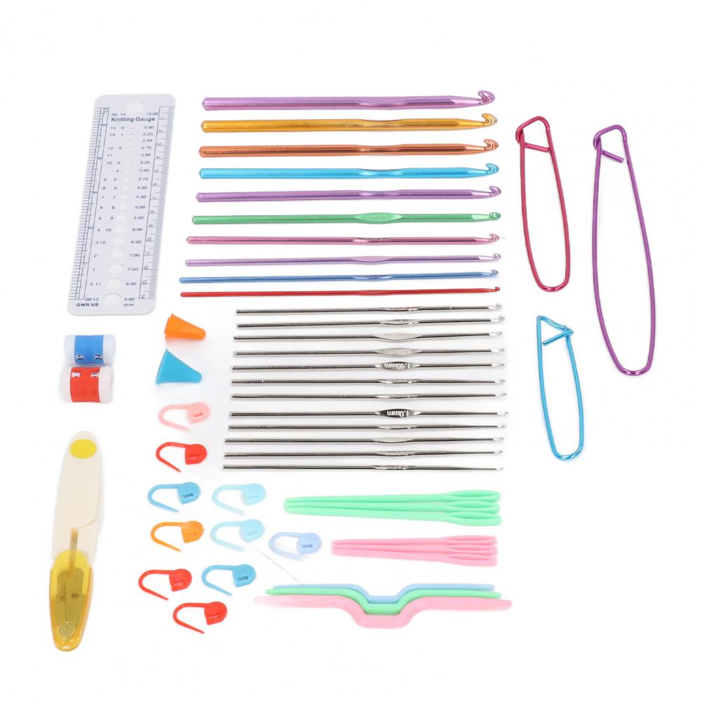 Crochet Hook Set With 22 Crochet Marker Buckle Scissors Handcraft DIY ...