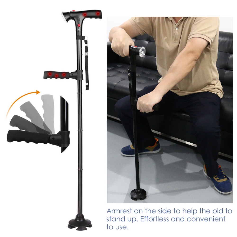 Telescopic Collapsible Folding Cane LED Trusty Walking Cane with Alarm ...
