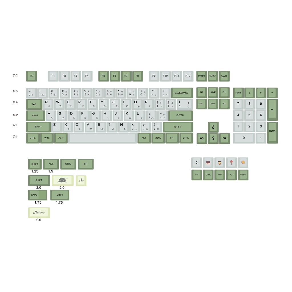 แป้นพิมพ์คอมพิวเตอร์ Epomaker Matcha Keycaps Set 124 Keys Xda Pbt Dye ...