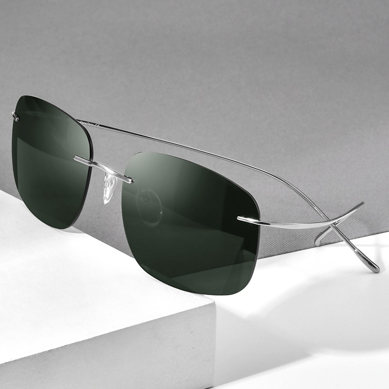 FONEX Titanium Rimless Sunglasses Men 2022 Ultralight Korean Frameless ...