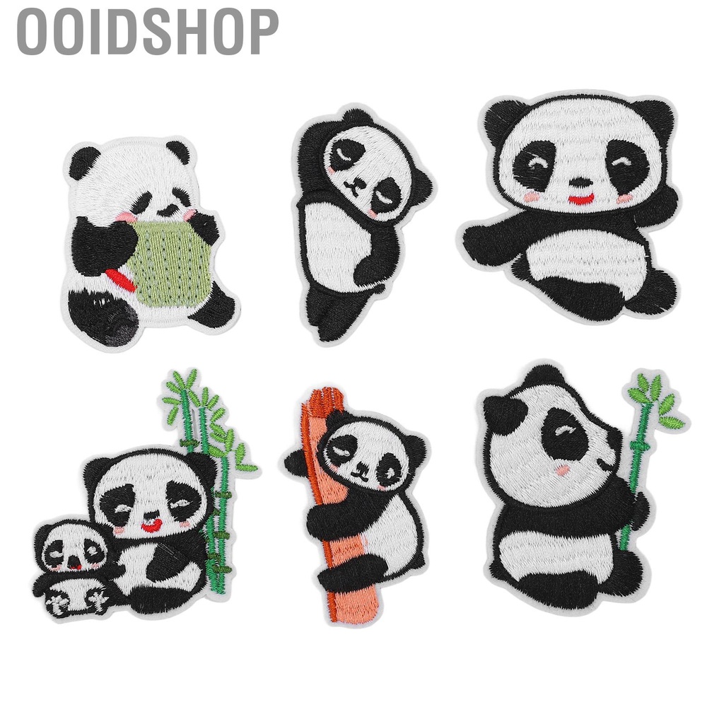 Ooidshop 6Pcs Panda Embroidery Patch Shading Blemishes Damage Iron On ...