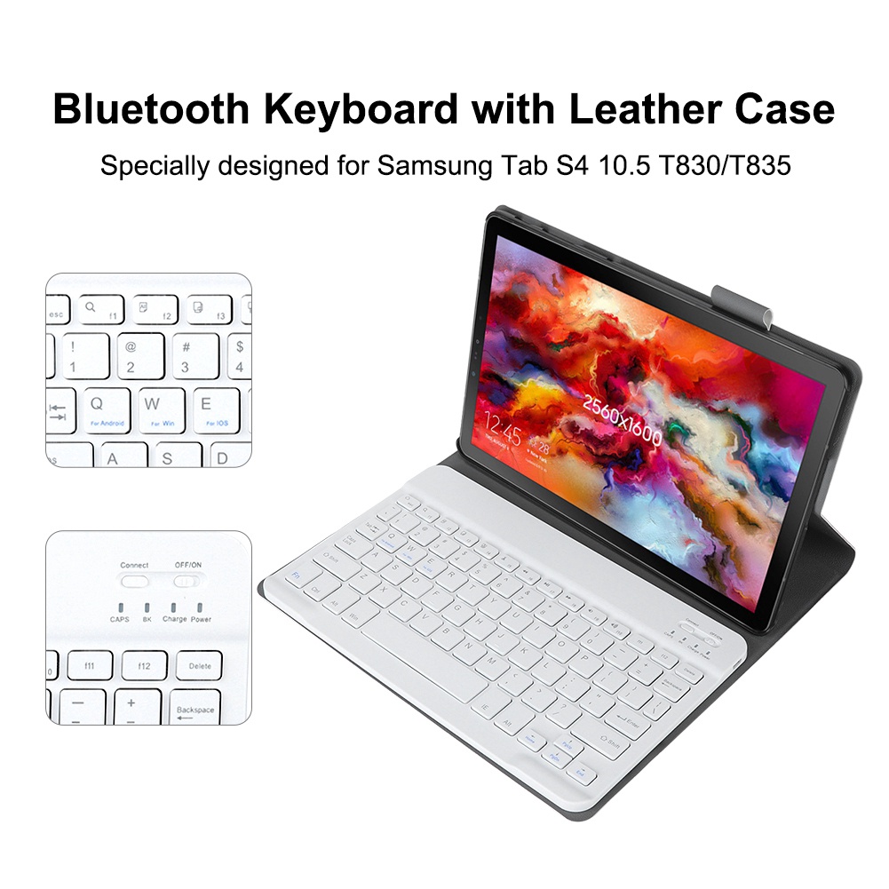 Bluetooth Keyboard คีย์บอร์ดบลูทูธ ซองหนัง สำหรับ Samsung Tabs4 - _837e2gj9x - ThaiPick