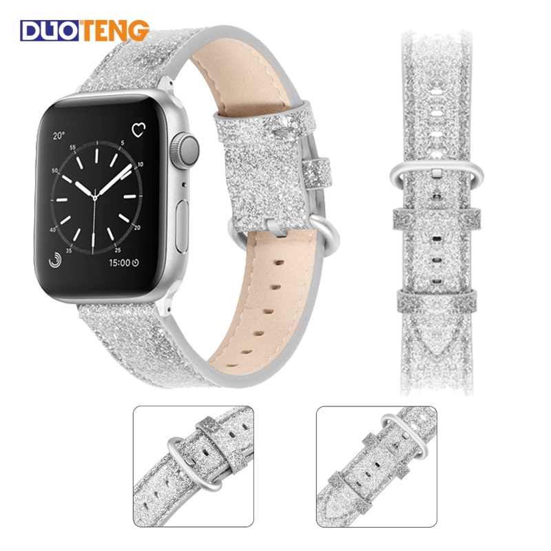 Duo Teng Apple Watch Strap Bling Genuine Leather Luxury Glitter ...