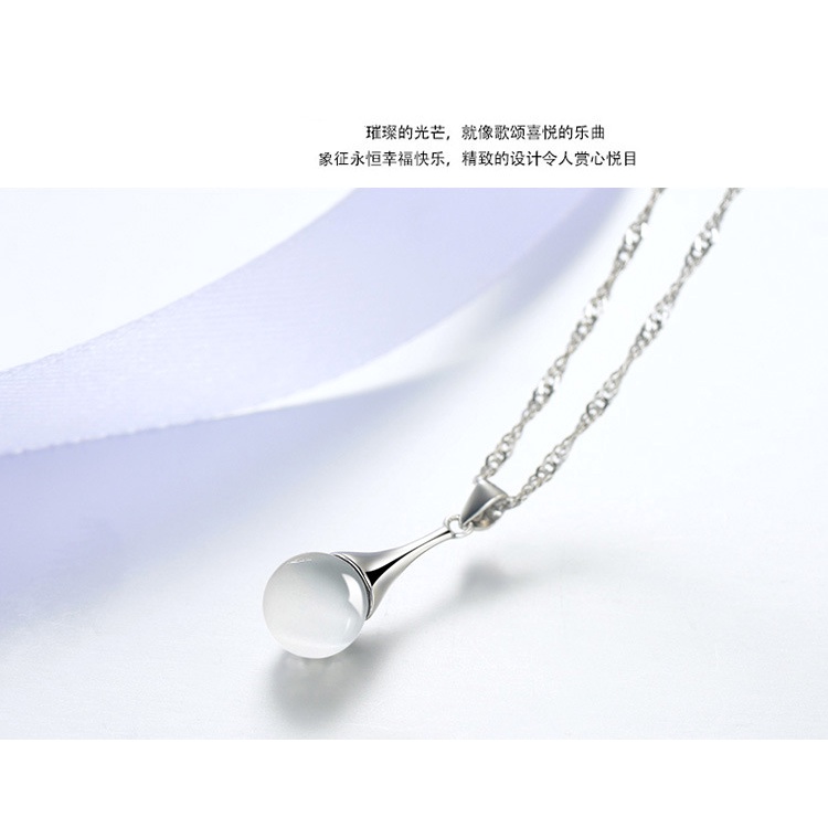 เครื่องประดับผู้หญิงสร้อยคอเงินจี้หยดน้ําโอปอล S925 Wh55 - moonkee02.th - ThaiPick