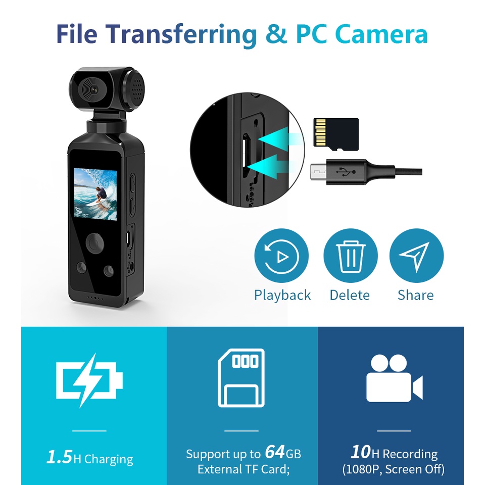 Pocket Camera HD Action Cam 1.3quot HD LCD Screen 270 Rotatable Wifi ...