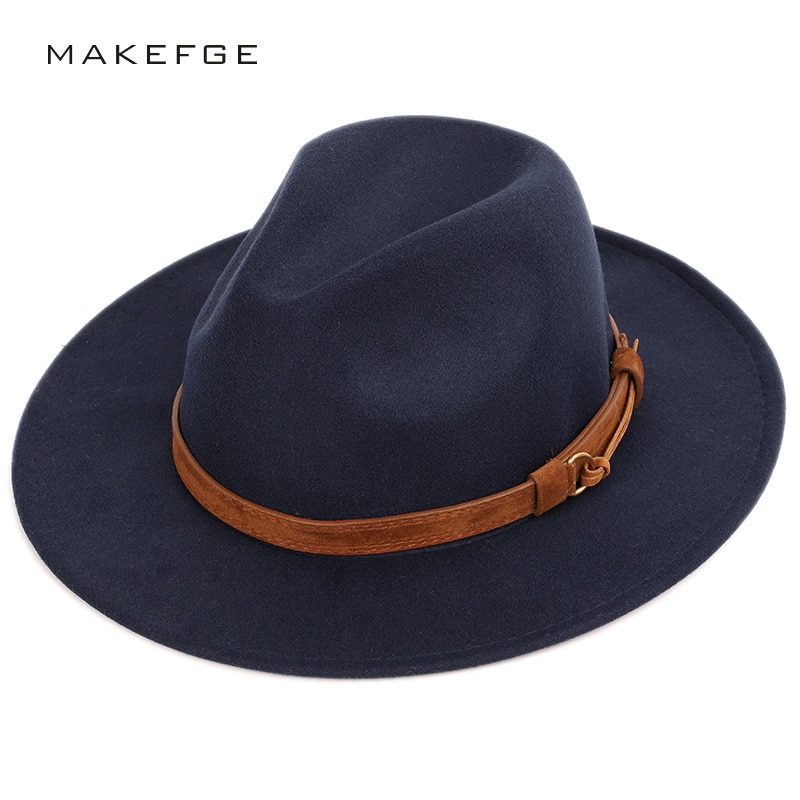 Men's wool warm shallow top fedora fashion trend unisex caps solid ...