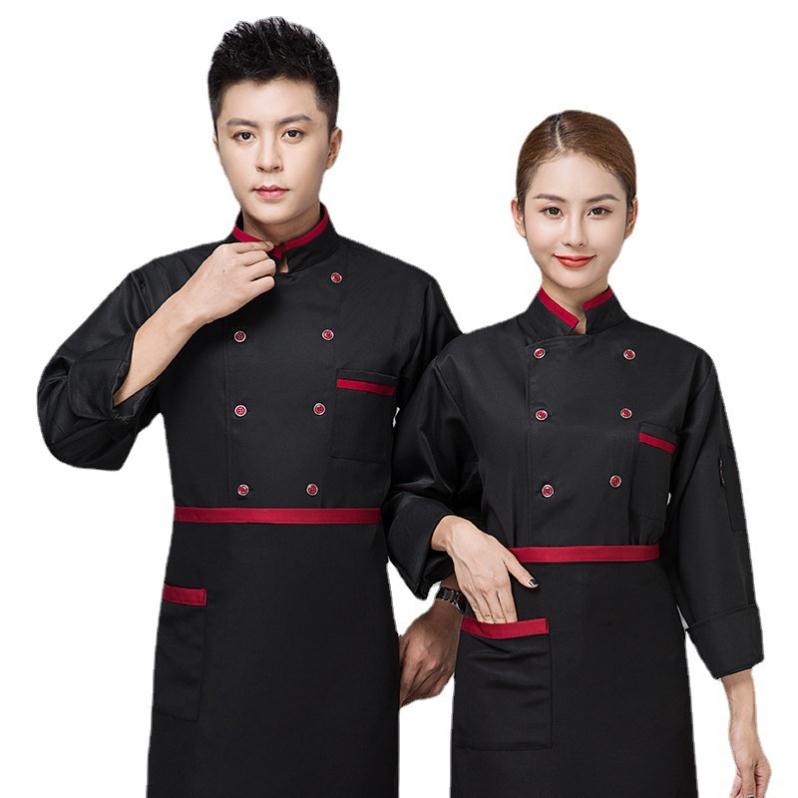 Chefs Clothes Long-Sleeved Mens Restaurant Hotel Clothing Baking Cake ...