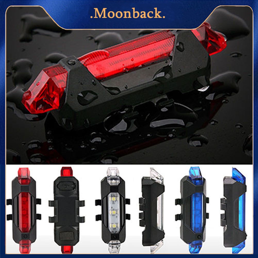 Moon_New 5 LEDs USB Rechargeable Cycling Bike Bicycle Rear Safety Tail ...