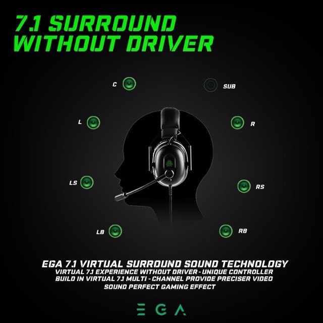 EGA TYPE H2 PRO GAMING HEADSET VIRTUAL 7.1 EXPERIENCE WITH EGA ...
