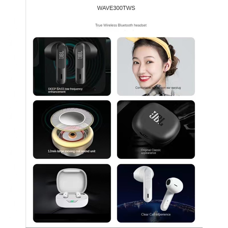 หูฟังไร้สาย JBL WAVE300 TWS True wireless earbuds Bluetooth 5.0 Headphones Headsets Audio Video ...