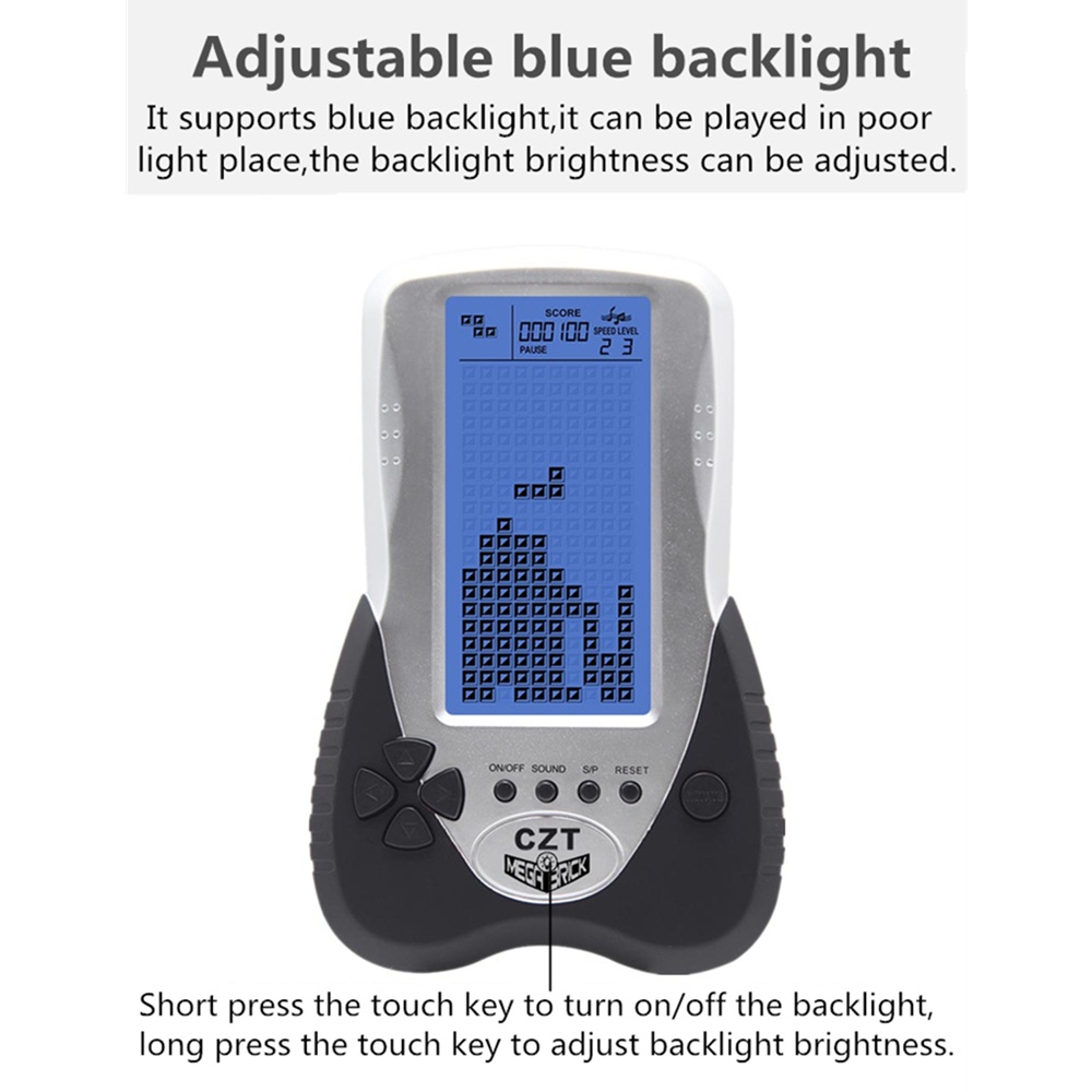 ☬New CZT Upgraded version big blue backlight brick game console can ...