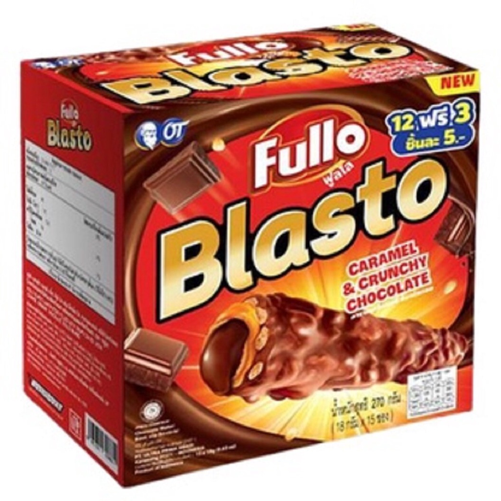 Fullo Blasto เวเฟอร์ สติ๊ก ช็อกโกแลต คาราเมล 18 กรัม 15 ชิ้น ฟูลโล่ บลา ...