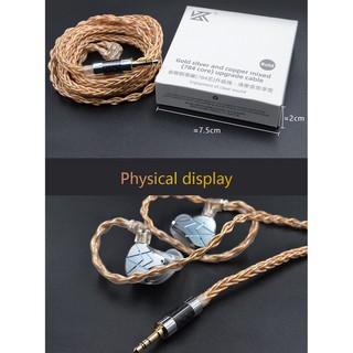 KZ Earphones Cable 8 Core Gold Silver Copper Mixed Upgrade Cable 2Pin 3 ...