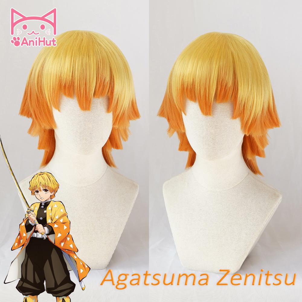 ผี灭之ใบมีดAniHutAgatsuma Zenitsu Wig Kimetsu no Yaiba Demon Slayer ...