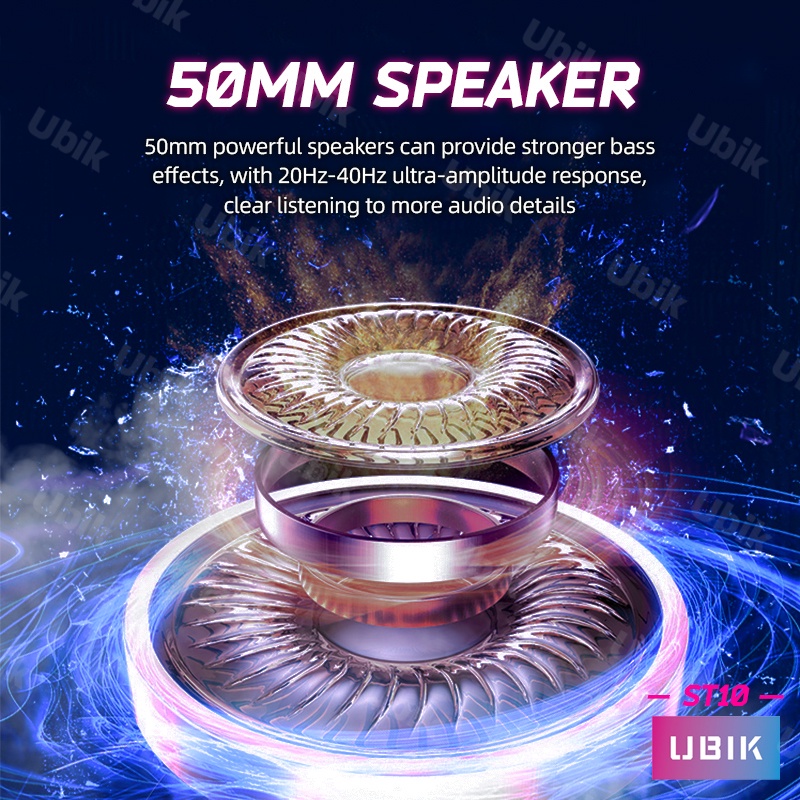 Ubik ST10 Super Gaming Headphones RGB ไฟหลากสีพร้อมไมโครโฟน ฟังก์ชั่น ...