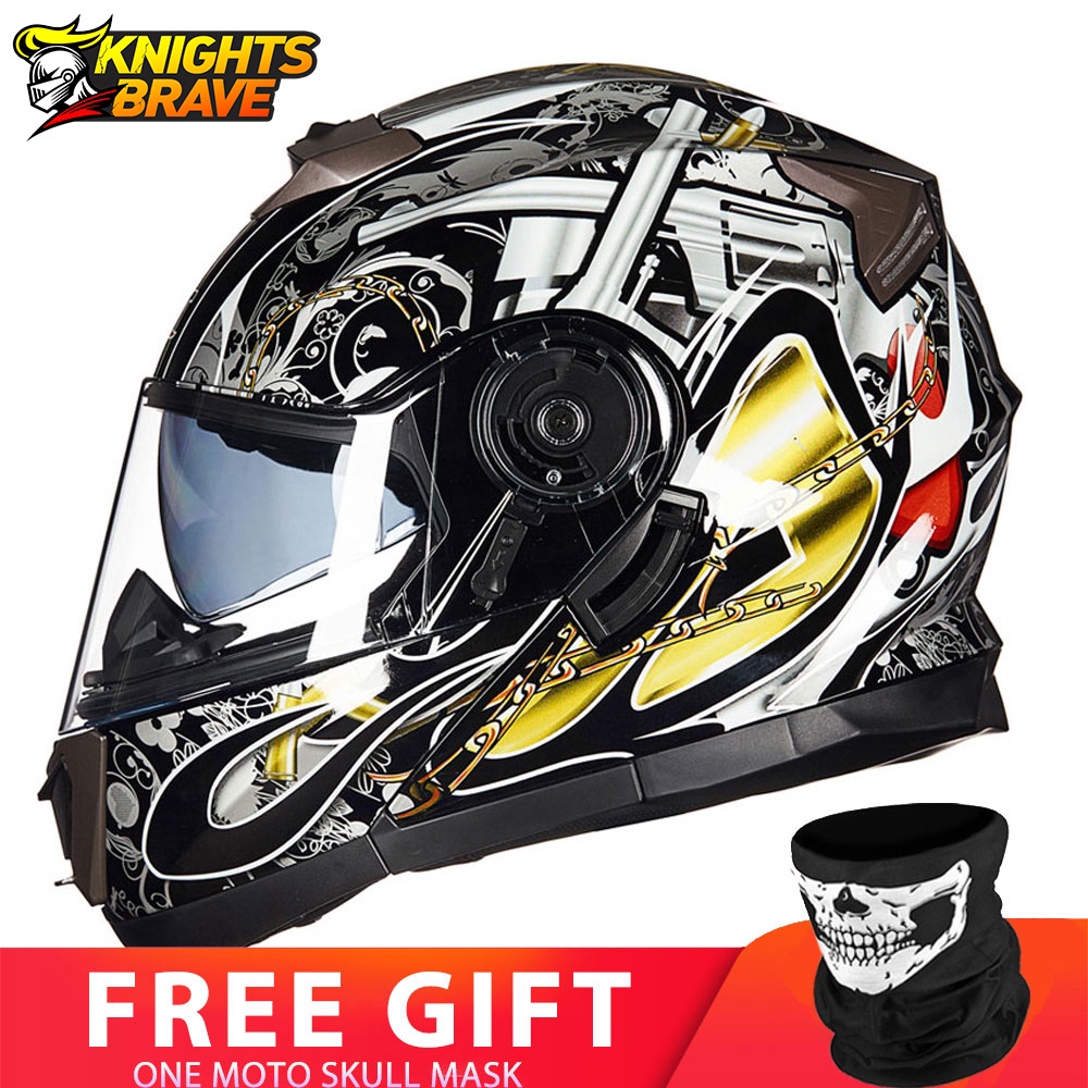 GXT Motorcycle Helmet Modular Dual Lens Motocross Moto Helmet Full Face ...