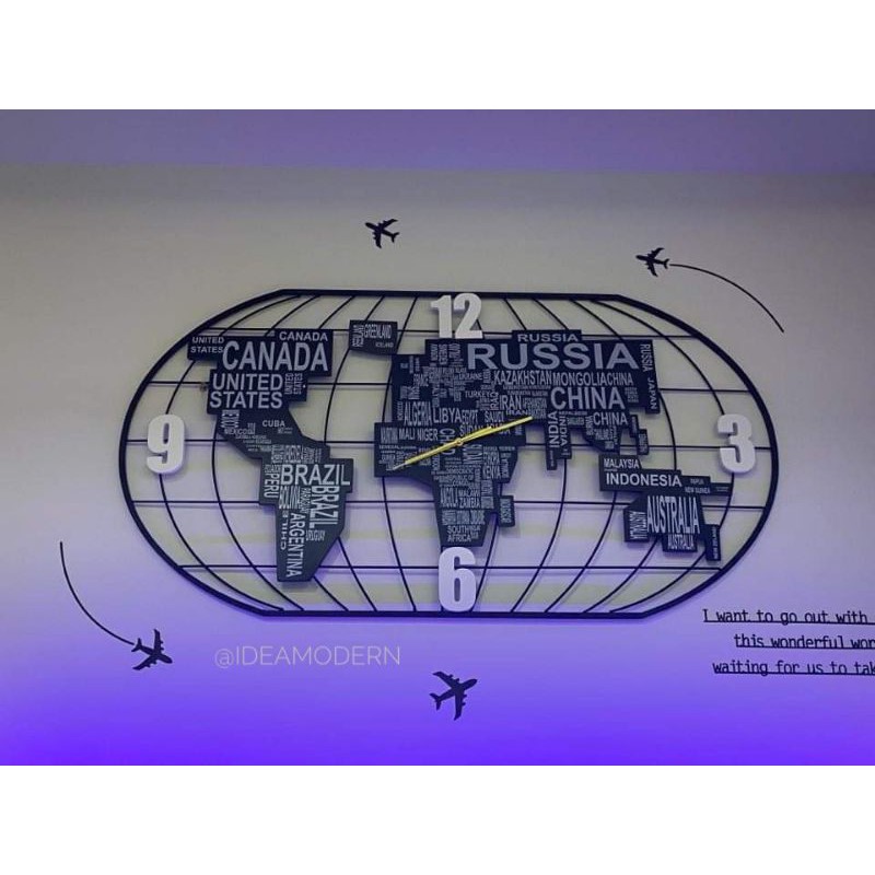 นาฬิกาแผนที่แขวนผนัง World Wide Clock แบบสำเร็จ ไม่ต้องประกอบ ...