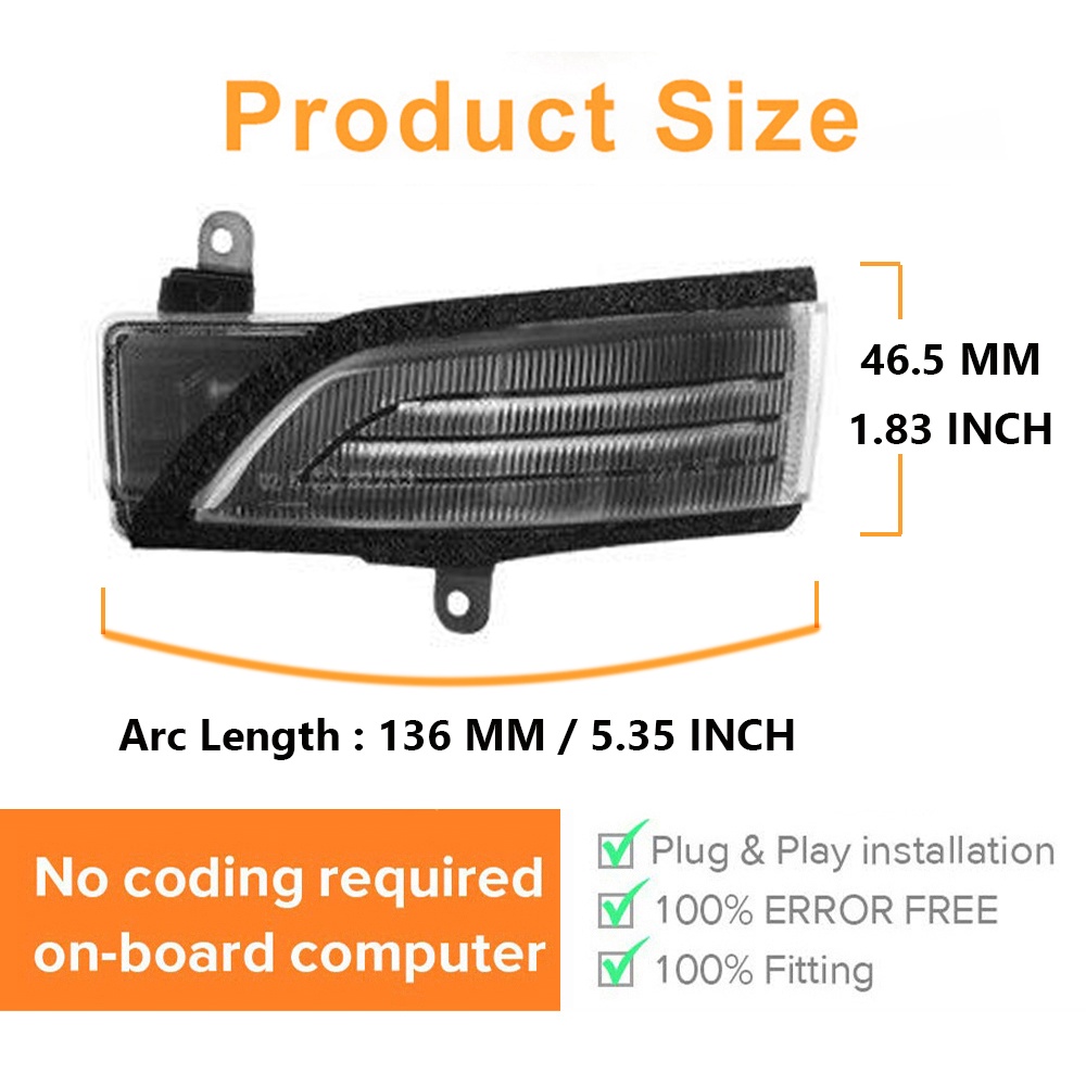 2Pc LED Dynamic Side Mirror Light Dynamic Turn Signal Position Lamp For ...