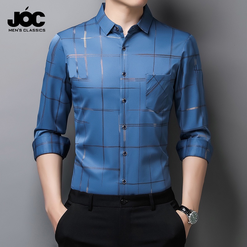 5 Color Plaid Shirt Mens Casual Business Long Sleeve Formal Office ...