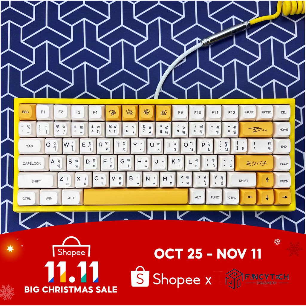 คีย์แคป HoneyMilk คีย์ไทย ภาษาไทย Keycaps 140 ปุ่ม XDA Profile Thai ...