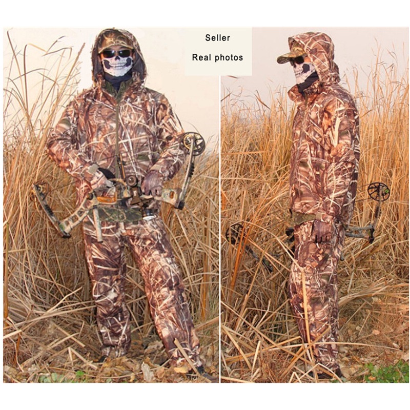 Men Resistant Windproof Sedge Reed bulrush Pattern Ghillie Suit Hunting ...