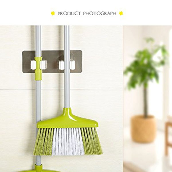 2pcs Spring Wall Broom Sticker Multi-Spots Non-Trace Storage Organizer ...