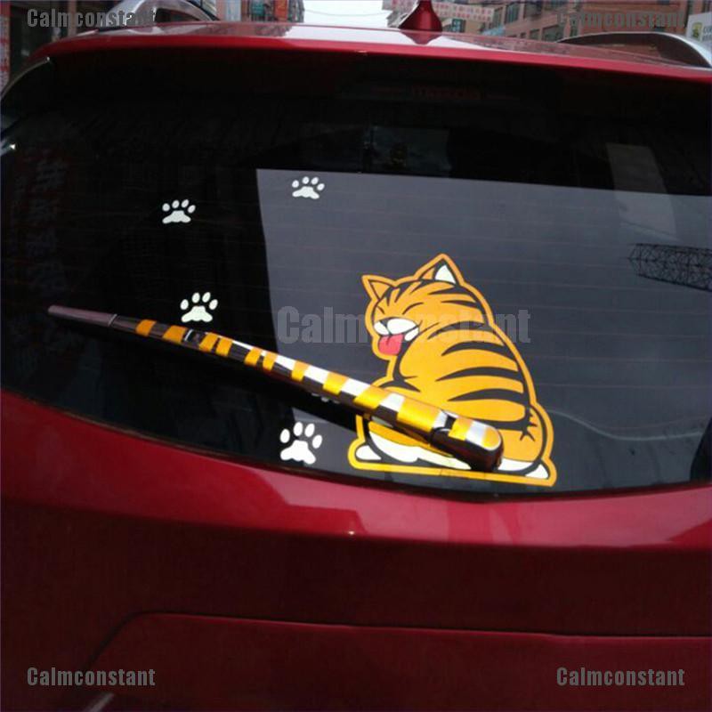 Calmconstant Funny Cat Moving Tail Stickers Window Wiper Decals Rear ...