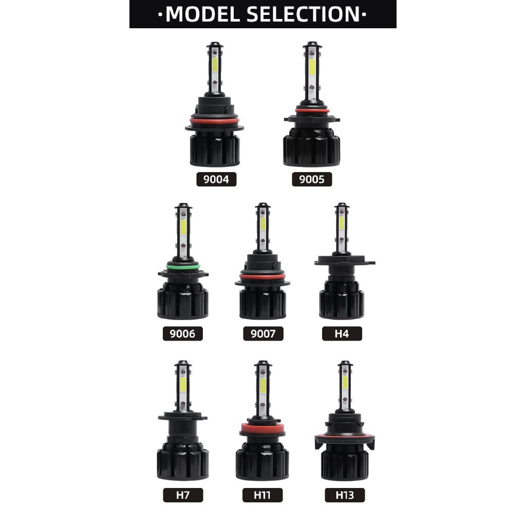 หลอดไฟ H7 Led H8 H4 Led H11 9005 Hb3 9006 Hb4 9012 H13 Led 8000LM 72W ...