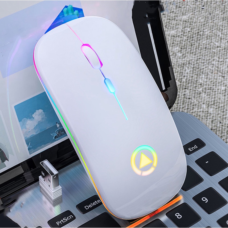 เมาส์：Wireless Mouse Bluetooth RGB Rechargeable Mouse Wireless Comuter ...