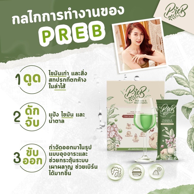 (เจ้าของแบรนด์ขายเอง) PREB Prebiotic ของแท้ 100 ลดกรดไหลย้อน ท้องอึด ปรับสมดุลการขับถ่าย ปรับ ...
