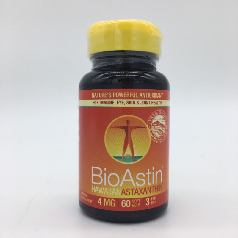 Bioastin Hawaiian Astaxanthin 4 mg. สาหร่ายแดง ไบโอแอสติน 60 เม็ด ...