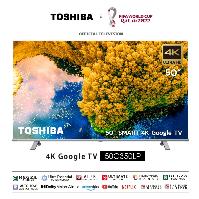 Toshiba TV 50C350LP ทีวี 50 นิ้ว 4K Ultra HD Google TV HDR10 Voice Control Smart TV 2022 New ...